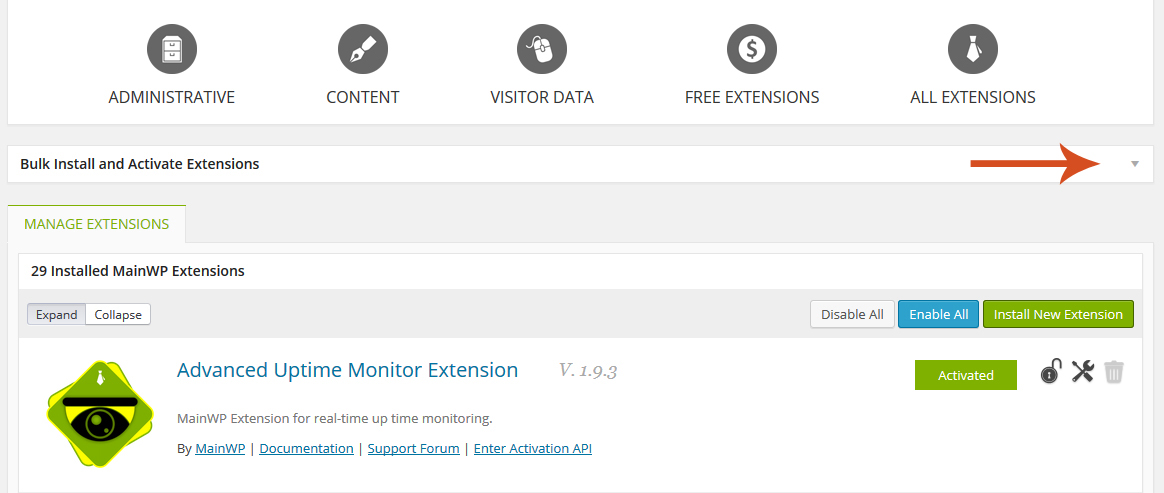 Toggle option boxes-Don't miss any features - MainWP WordPress Management