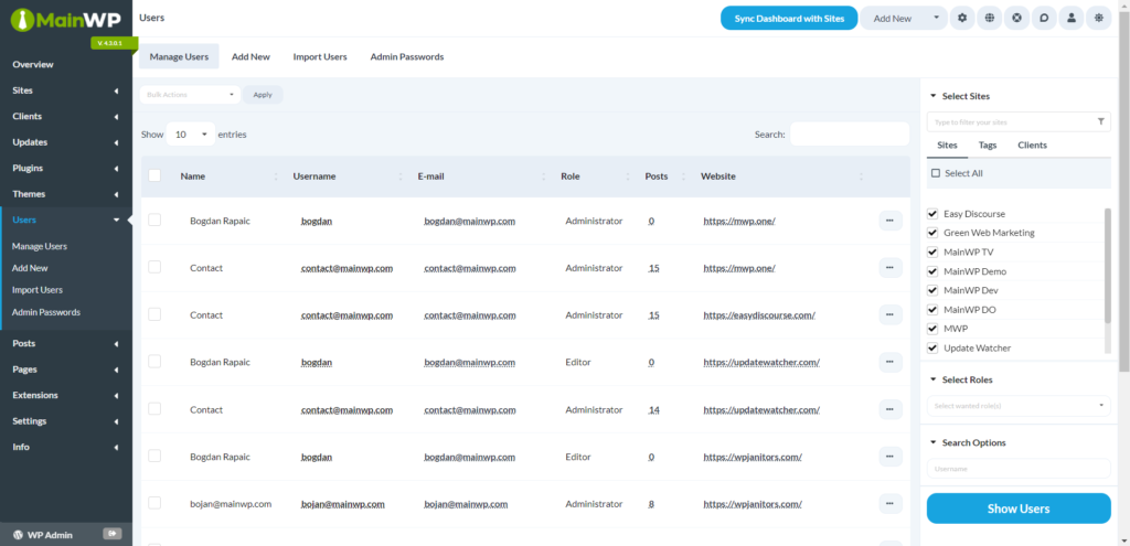 MainWP Free Features - MainWP WordPress Management